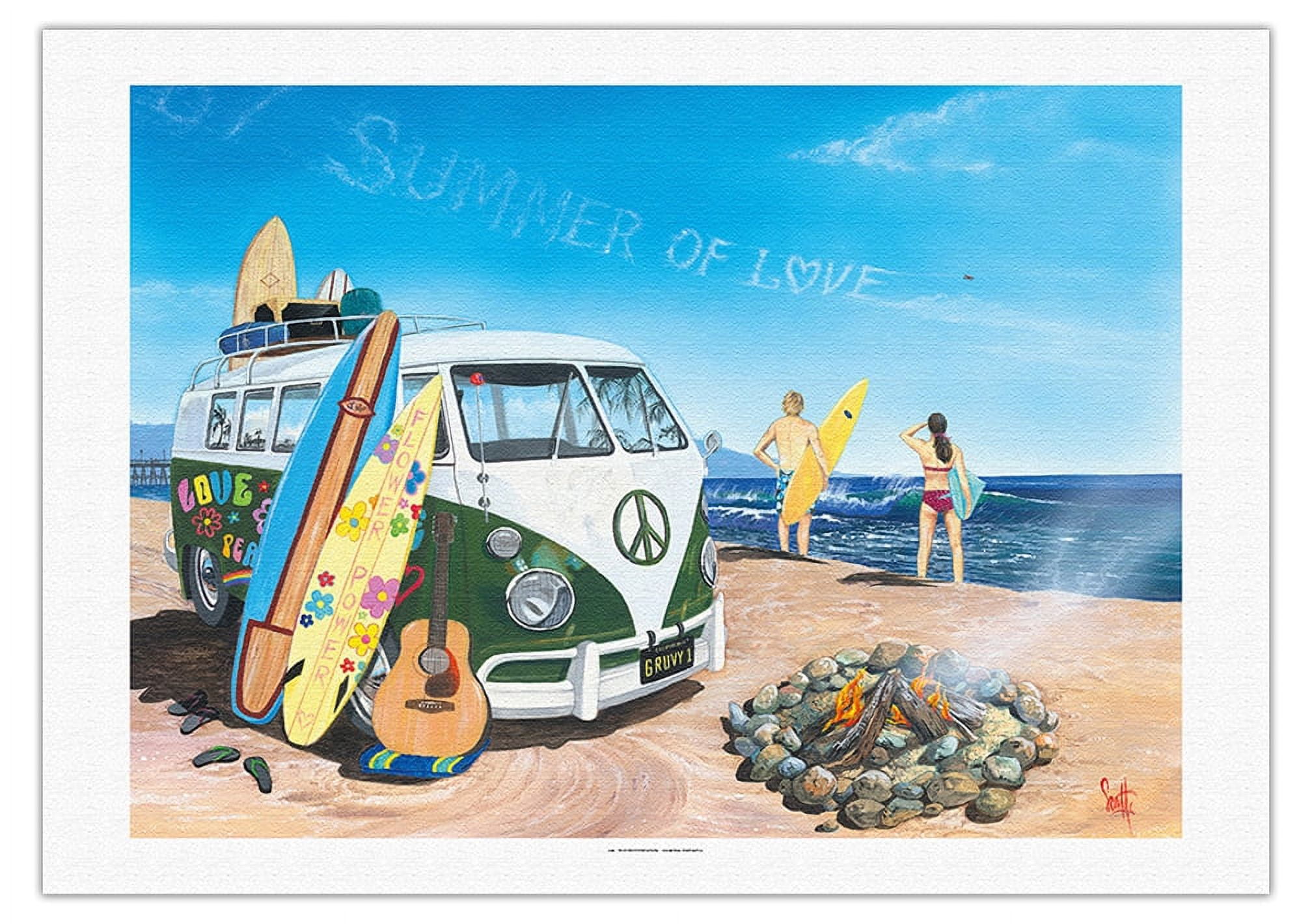 Summer of Love - Classic VW Van - Beach Surf Board - From an Original ...