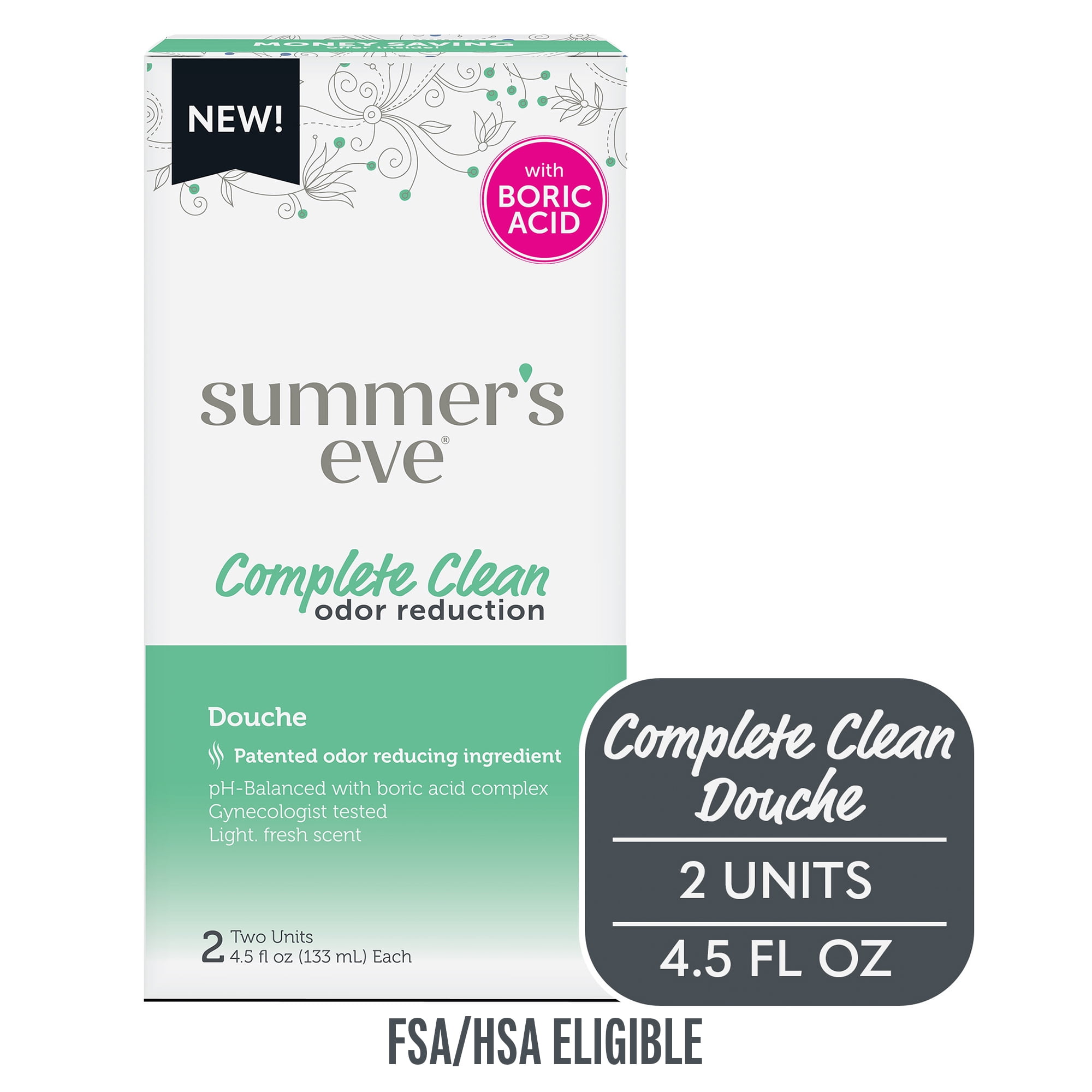 Summer’s Eve Complete Clean Odor Reduction Douche, 2 Units, 4.5 oz Each ...