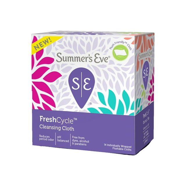 Summer's Eve FreshCycle Feminine Cleansing Cloths, Reduces Period Odor ...
