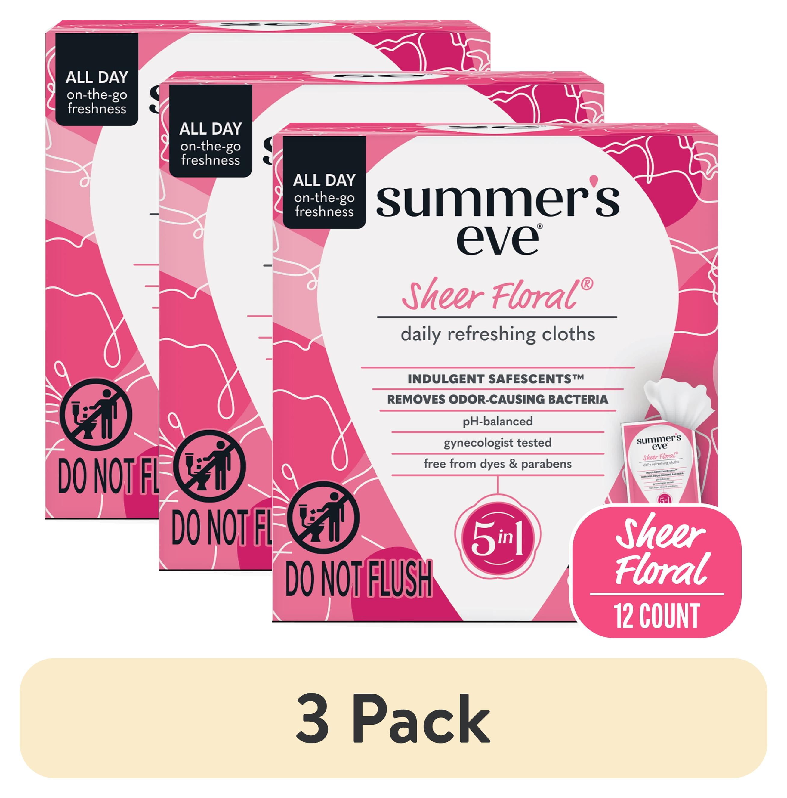 (3 pack) Summer's Eve Sheer Floral Daily Feminine Wipes, Removes Odor ...