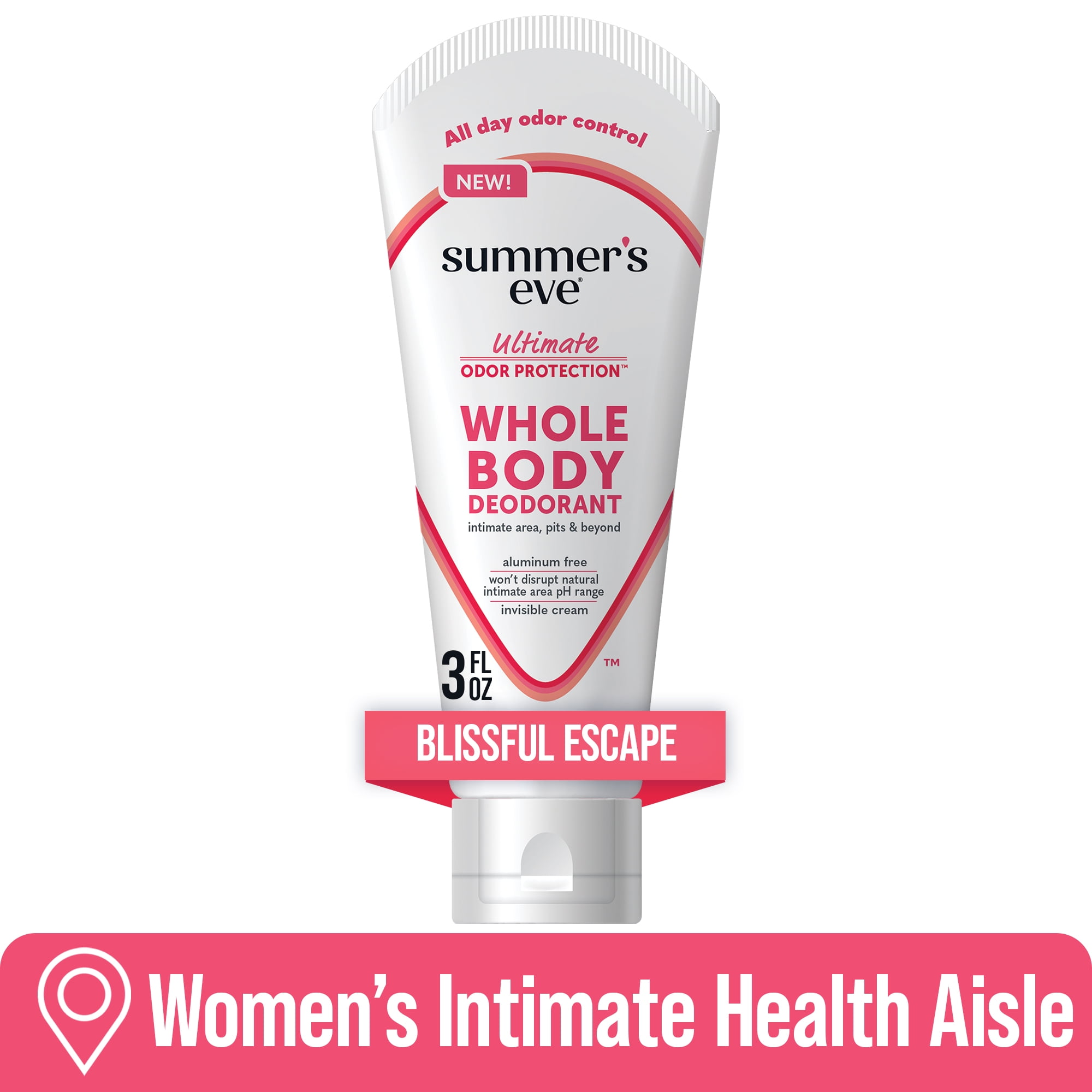 Summer's Eve Whole Body Deodorant for Women, Odor Control, pH-Balanced ...