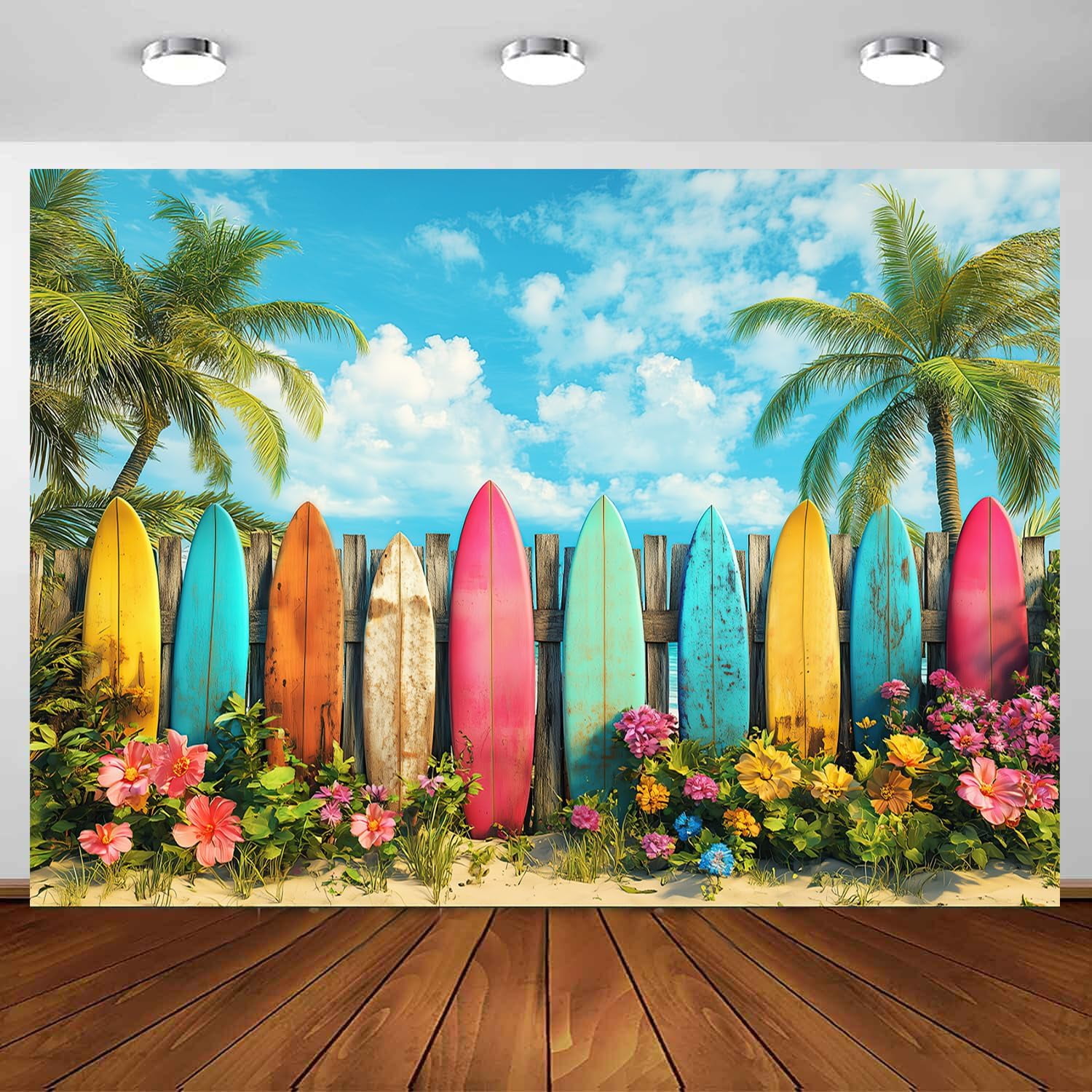 Summer sea Beach Backdrop Tropical Beach Plants Photo Backdrop Hawaiian ...