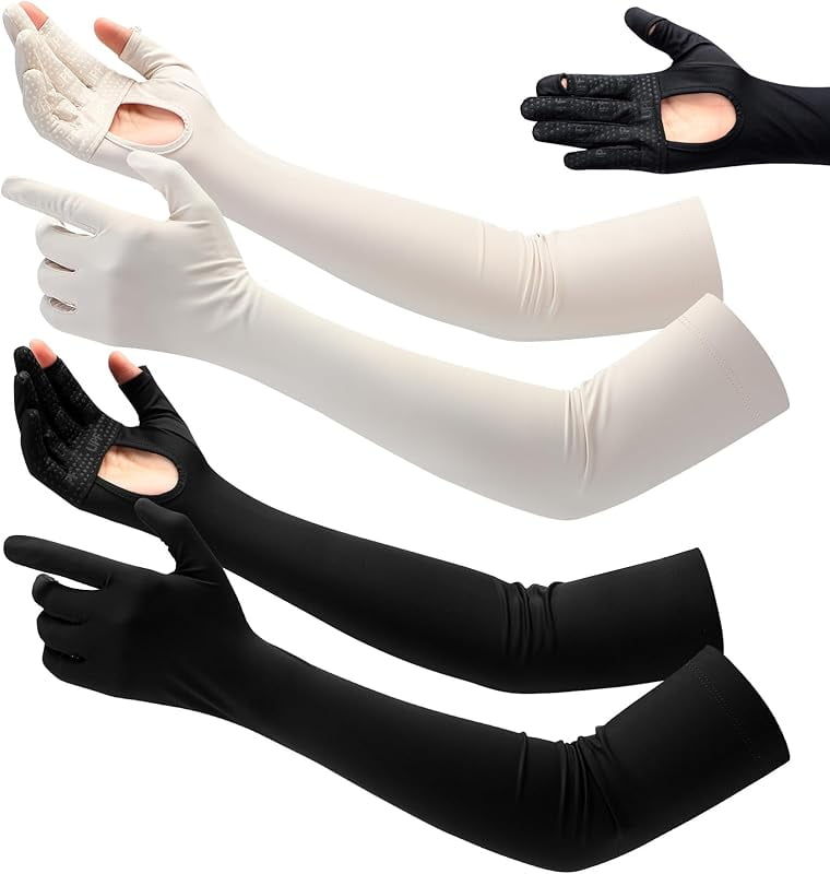 Summer sun protection Solar Powered F 2 Pairs Of Uv Long Sun Protection ...