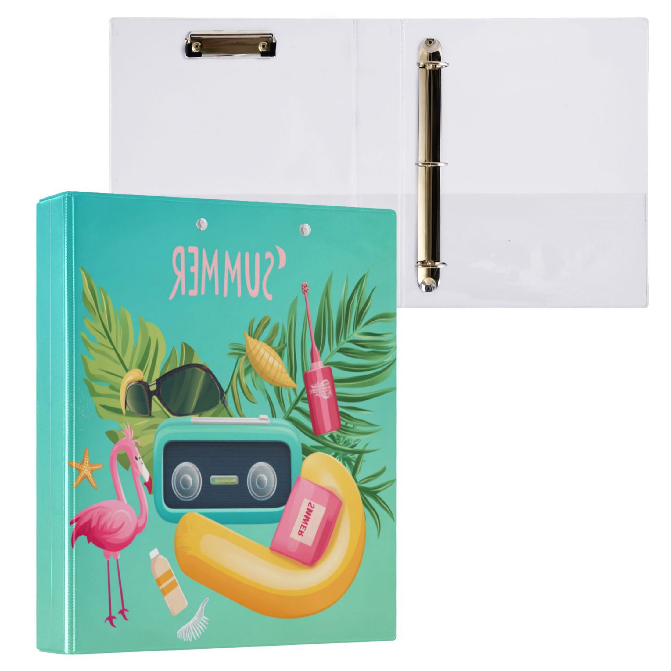 Summer-themed Pattern 3 Ring Hardcover Binders 1.5in Round Rings for ...