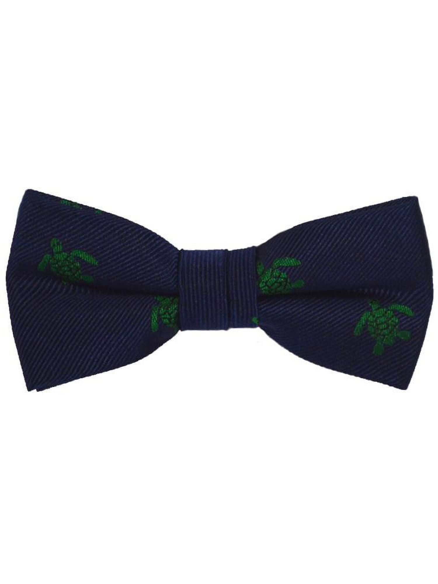 SummerTies Turtle Kids Bow Tie - Green on Navy, Woven Silk, Pre-Tied ...