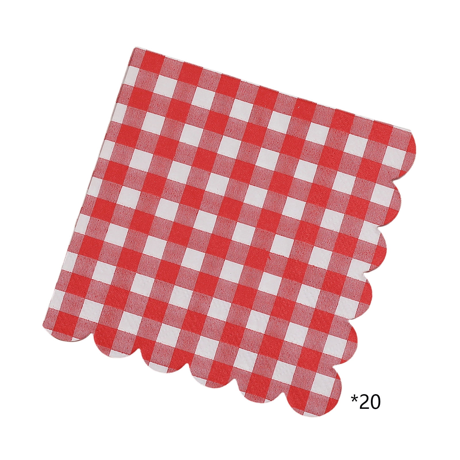 Summercome 20 Pcs 6.5 x 6.5inch Red and White Checkered Scalloped ...