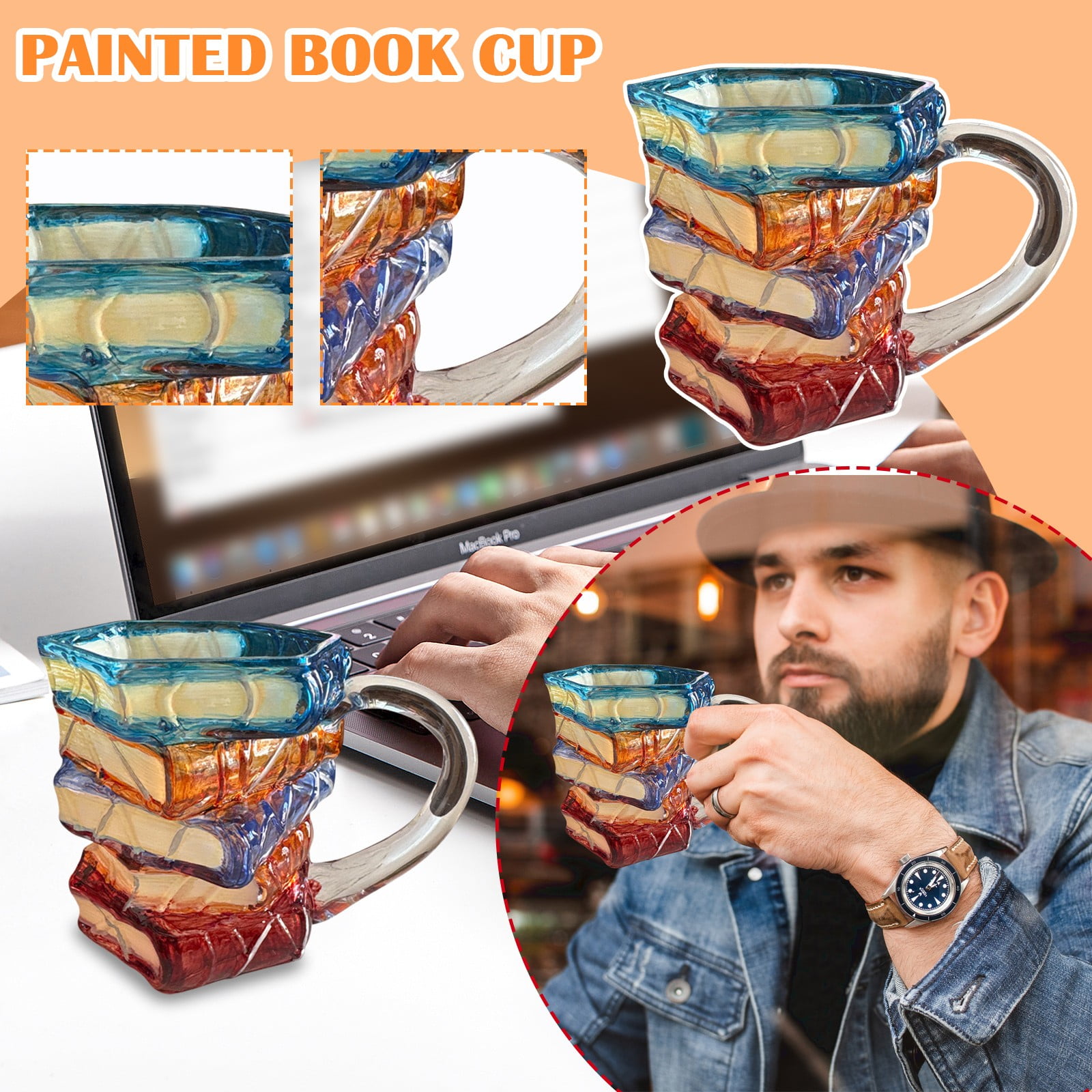 Summercome 3D Painted Book Mug for Hot or Cold Brews, Unique Design ...