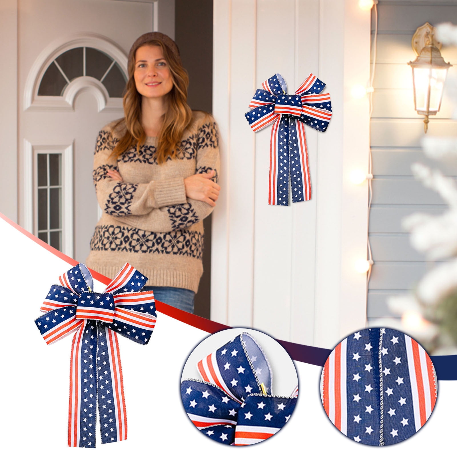 Summercome 4th of July Bows for Wreath, Patriotic Wreath Bows, Red Blue ...