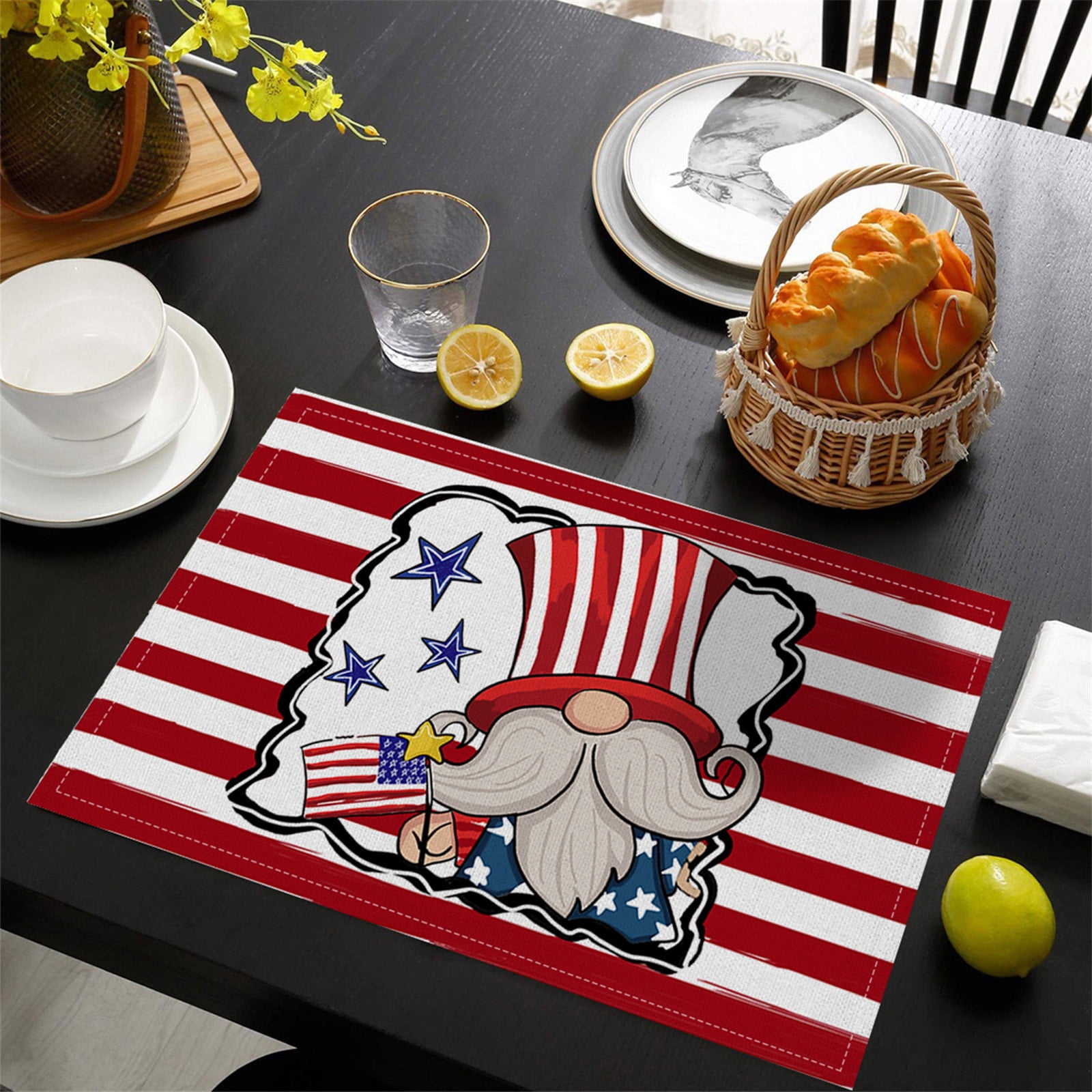 Summercome 4th of July Placemats, American Flag Stars Table Mats ...