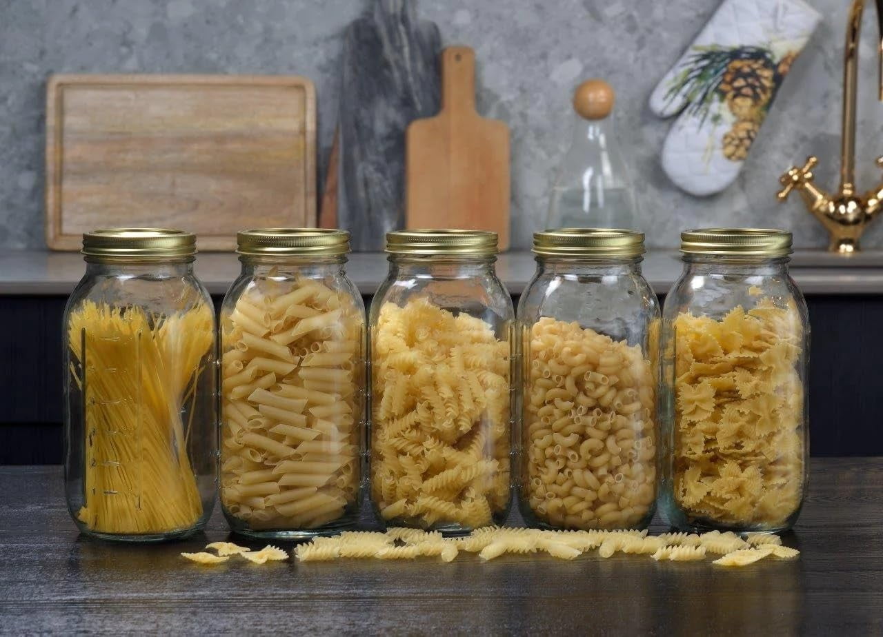 Summercome 64 oz Wide Mouth Jars, Half Gallon Canning Jars with Lids ...