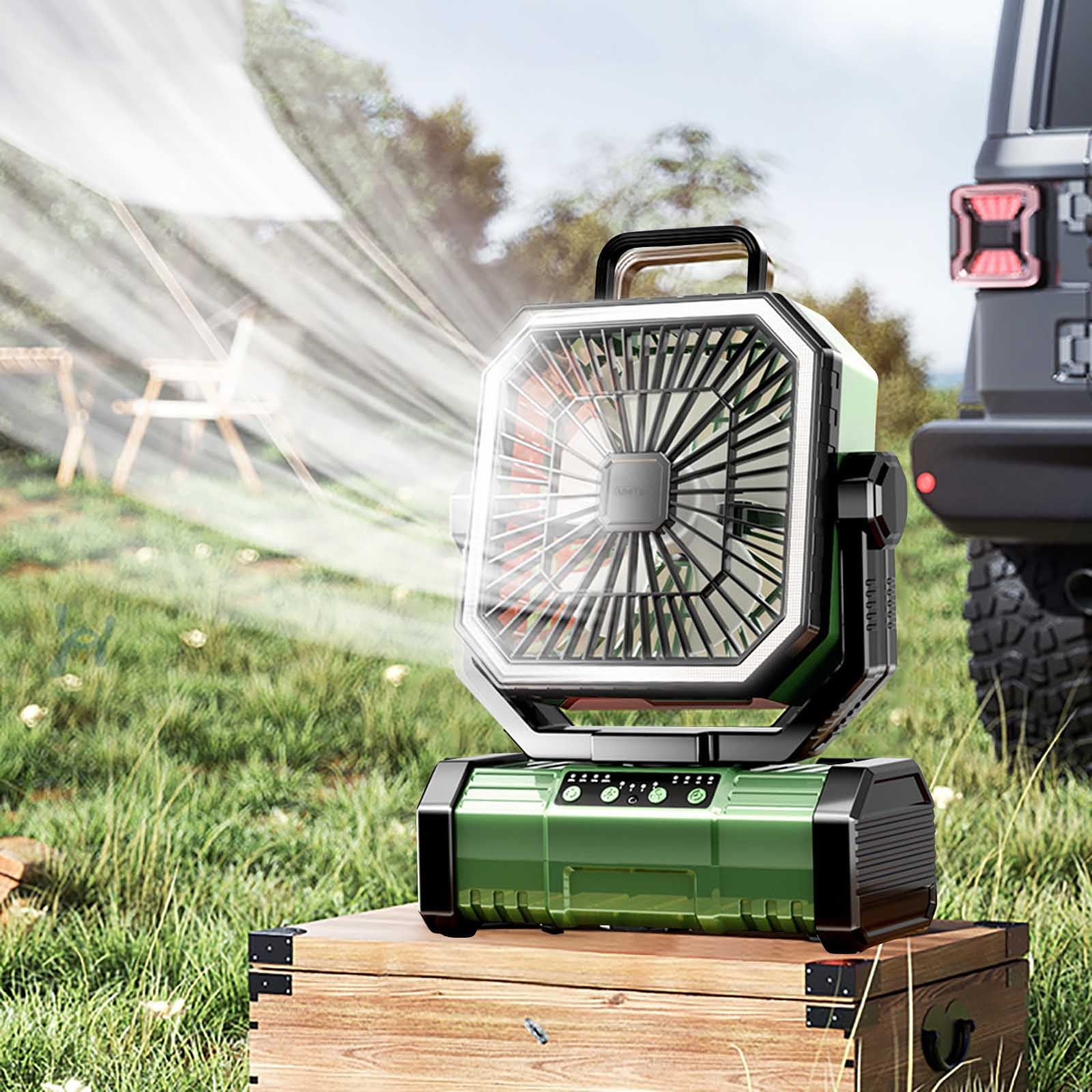 Summercome Camping Fan Rechargeable, 10000mAh Large Battery Powered Fan ...