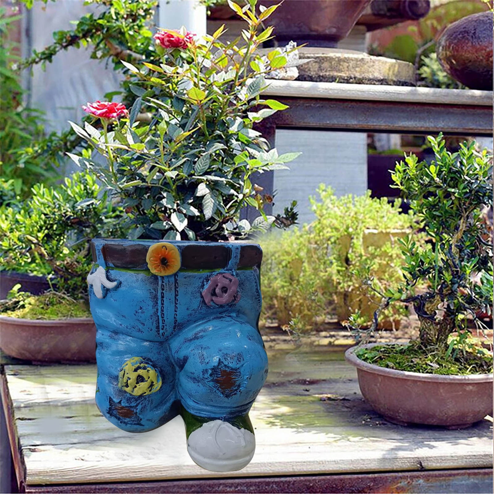 Summercome Creative Denim Pants Resin Flower Pot, Flower Planting Pots ...