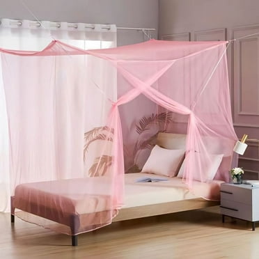 EEEkit White Bed Canopy, Mesh Mosquito Net with Opening Fit Twin to ...