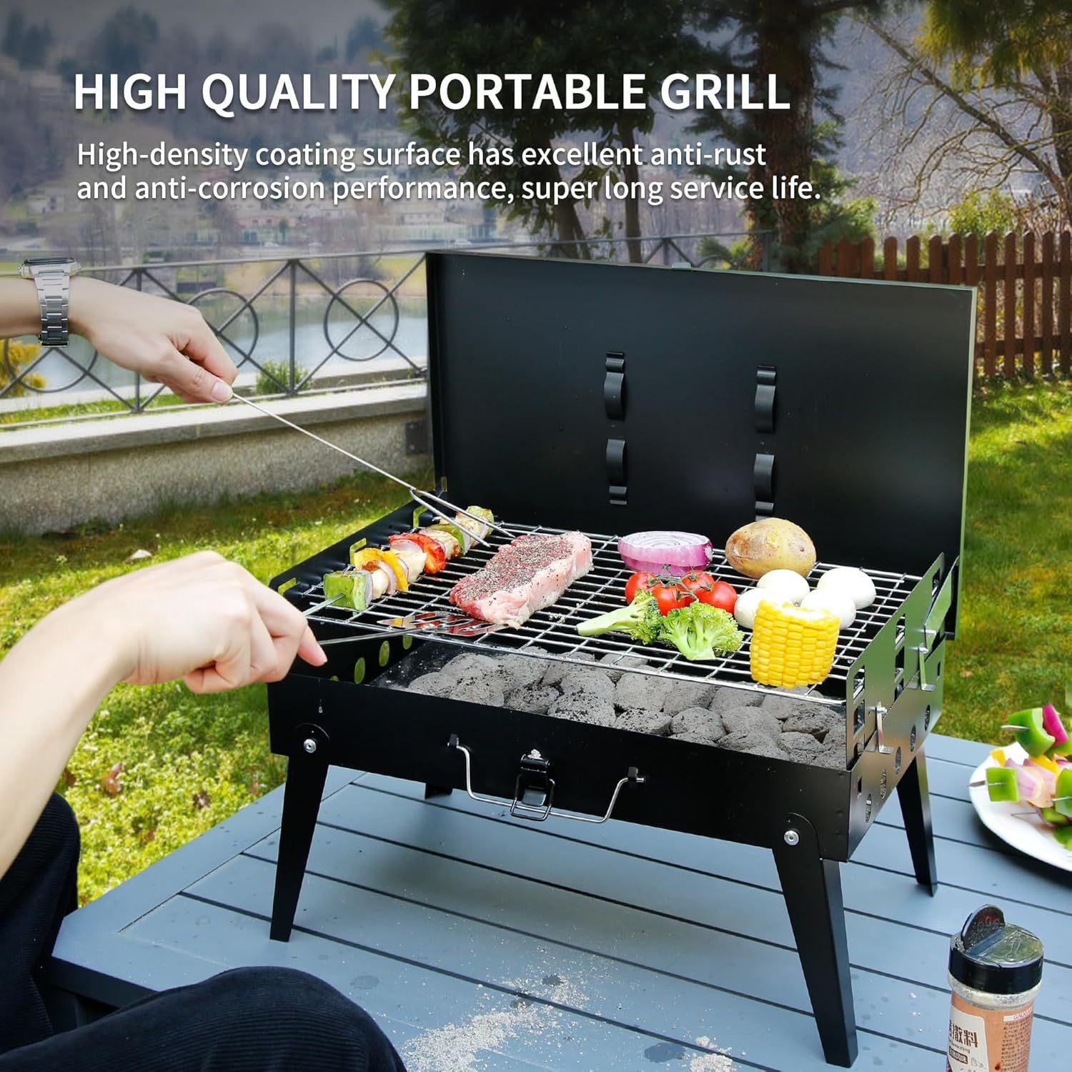Summercome Portable Charcoal Grill,Foldable BBQ Grill Kit Easy to Carry ...