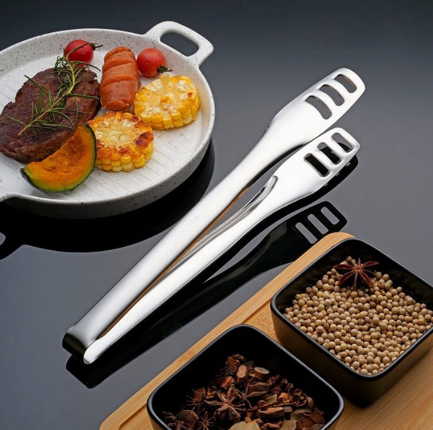 Summercome Serving Tongs, 11.4Inch Buffet tongs, Stainless Steel Food ...