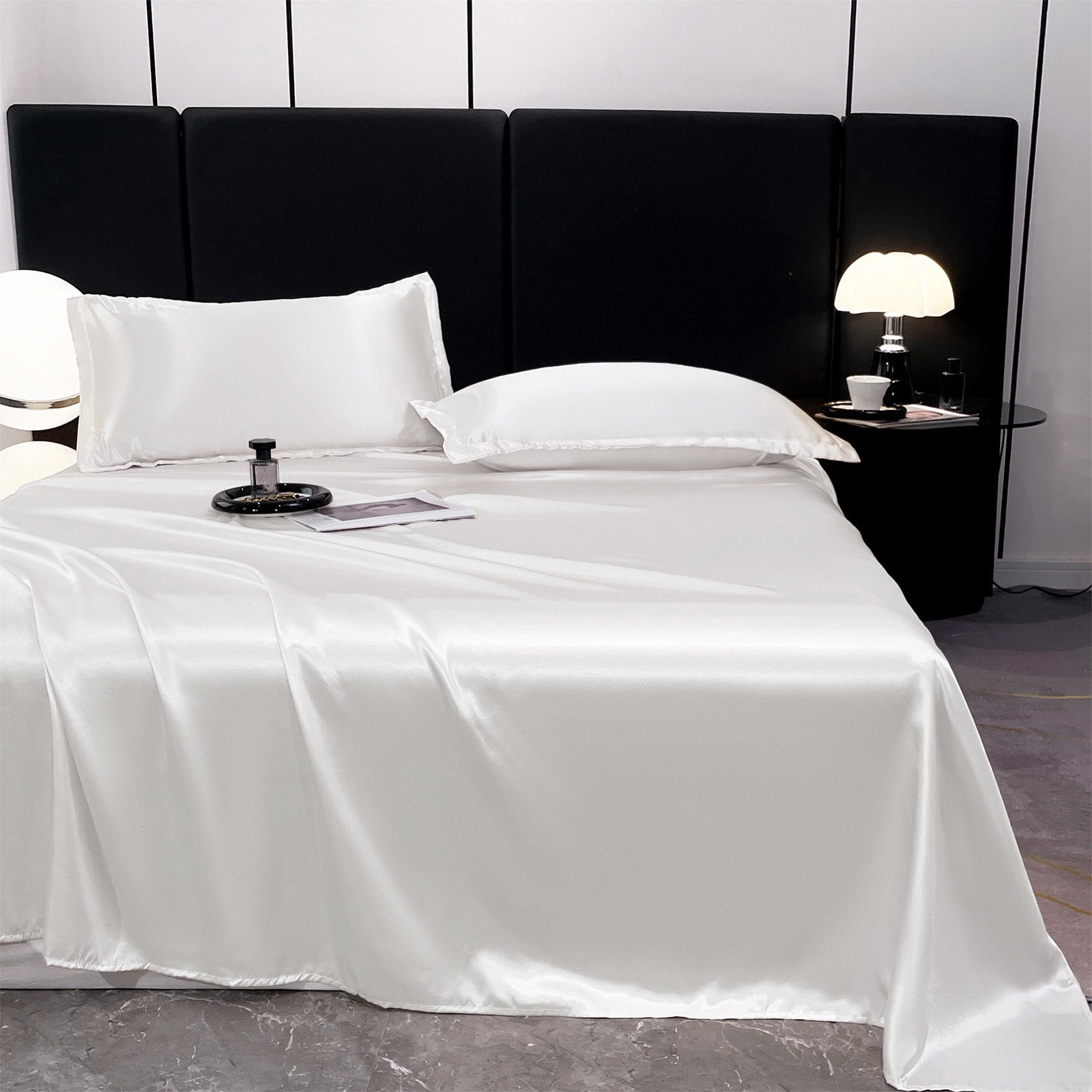 Summercome Silk Satin Sheets, 3-Piece Queen Size Satin Bed Sheet Set ...