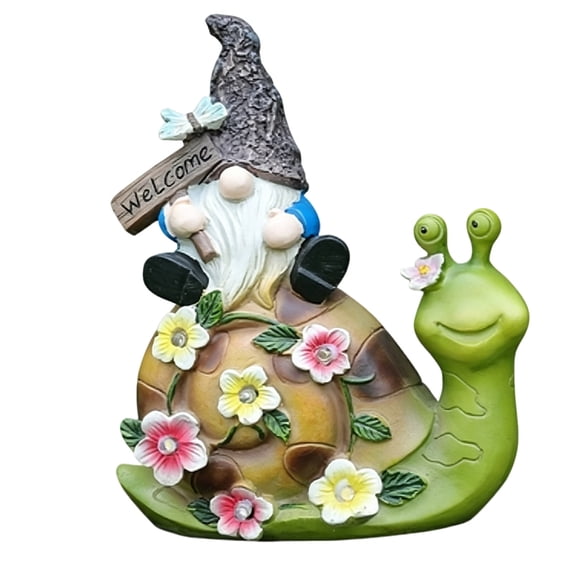 Summercome Solar Garden Gnome Statue with LED Lights, Welcome Gnome ...