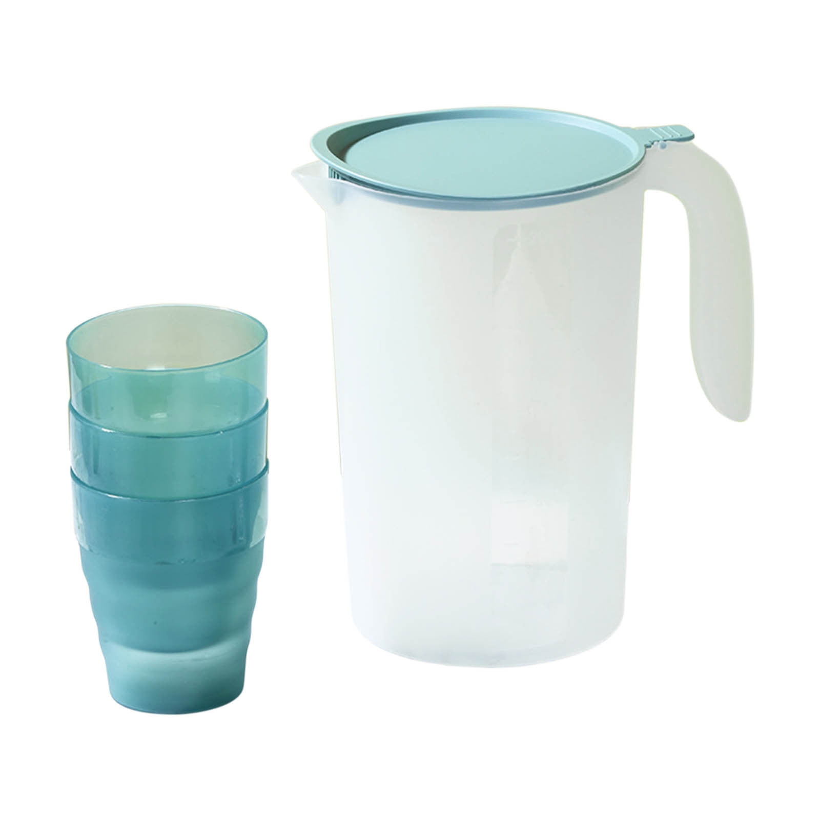 Summercome Water Pitcher with 3 Cups, 2/5 Gallon Pitcher, Clear Plastic ...