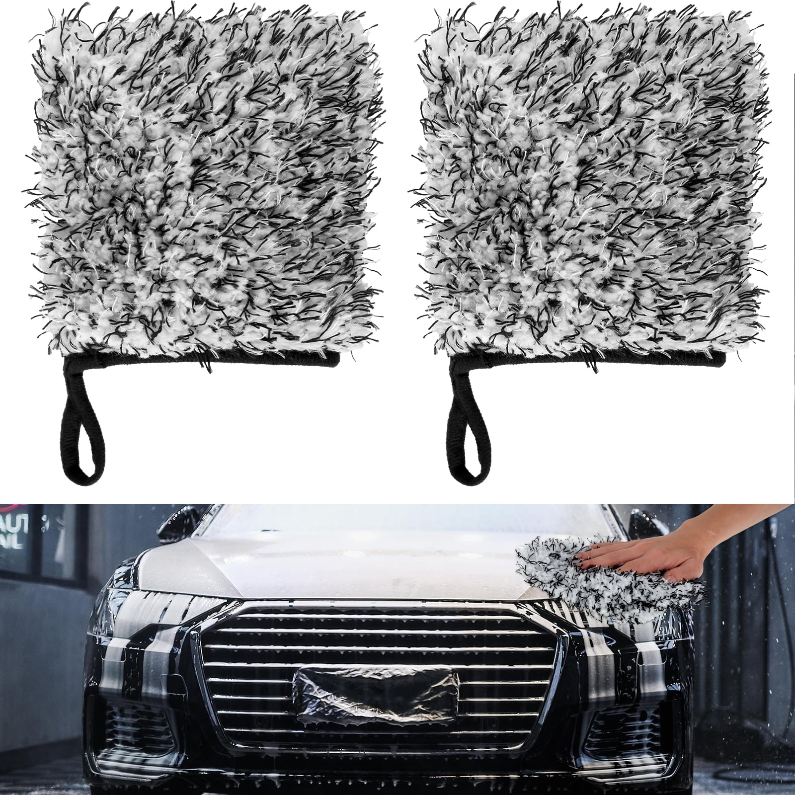 Summerkimy 2Pcs Wheel Mitt Microfibre Car Wash Glove Professional ...