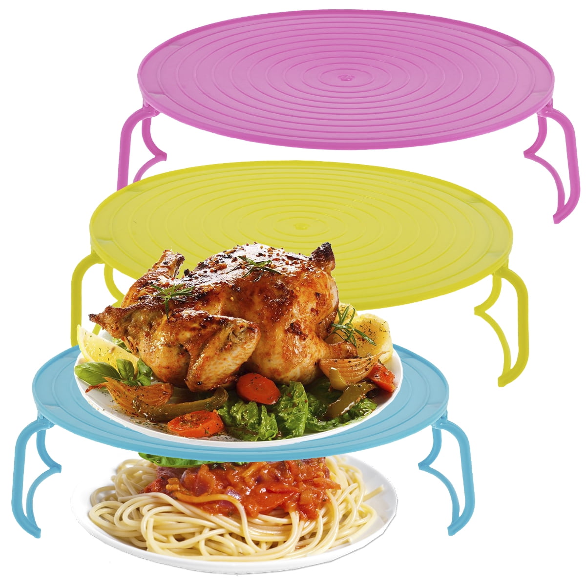 Tcwhniev 3Pcs Microwave Folding Tray 3-in-1 Multipurpose Foldable ...