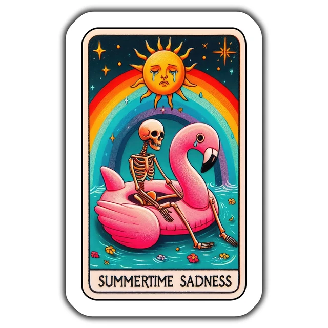 Summertime Sadness Sticker, Cute Skeleton Sticker, Pink Flamingo ...