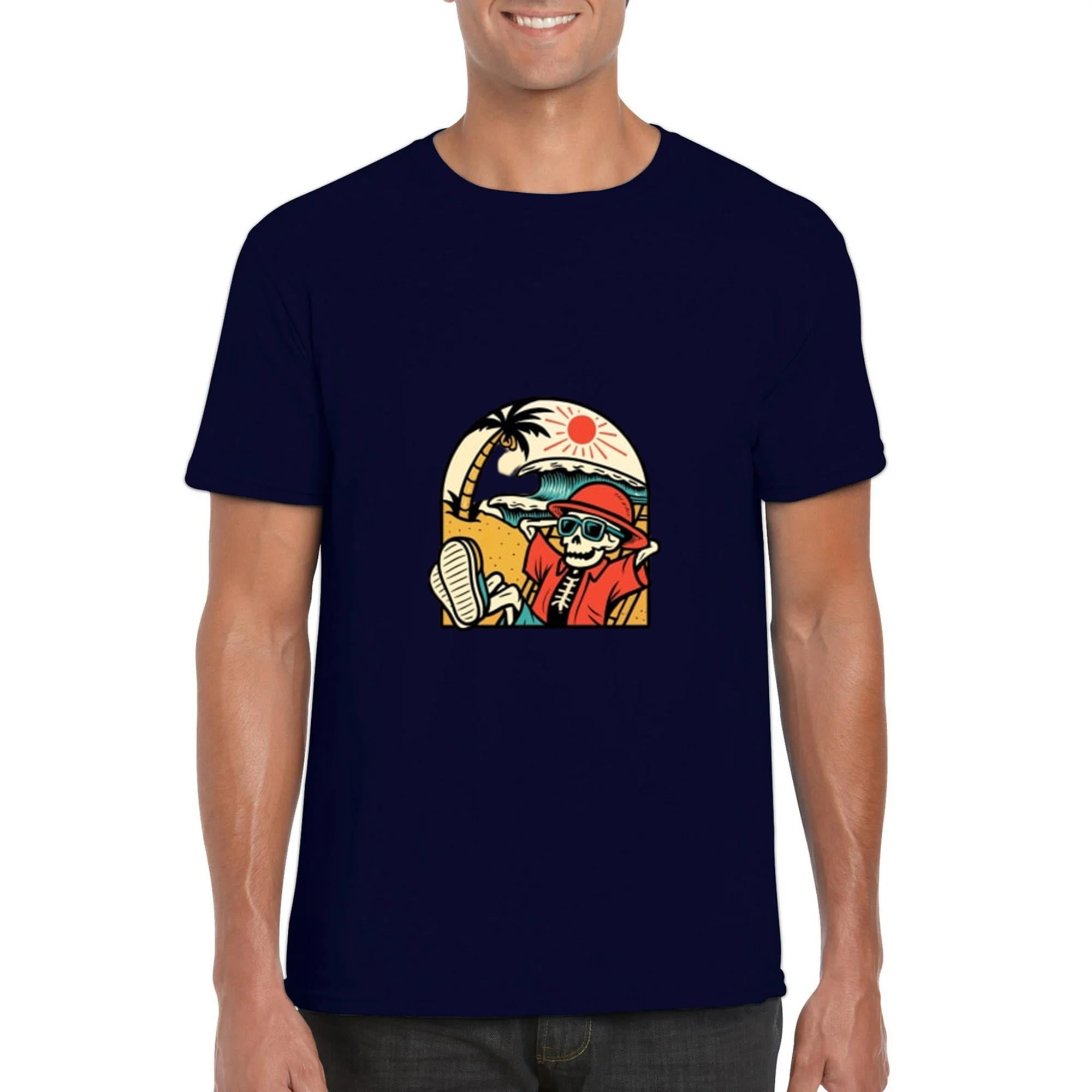 Summerween Dude Funny Skeleton Surfer Beach Vacation Unisex T-Shirt ...
