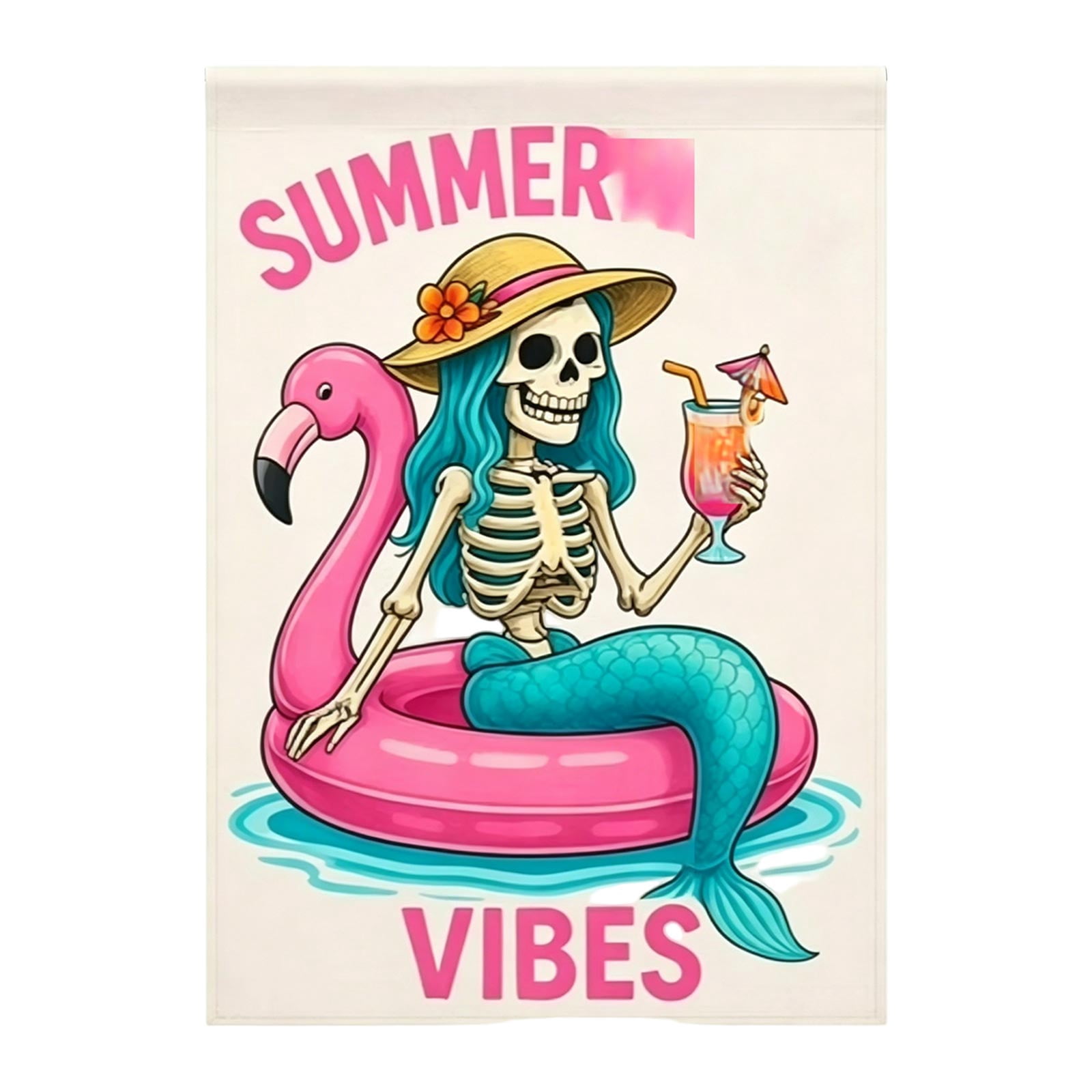 Summerween Garden Flag Spooky Skeleton Halloween in Summer Beach Party ...