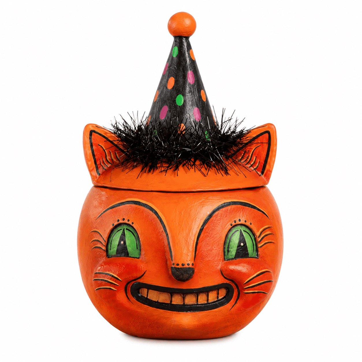 Summerween Green Eyed Copper Cat Spooky Season Cat Container, Orange ...