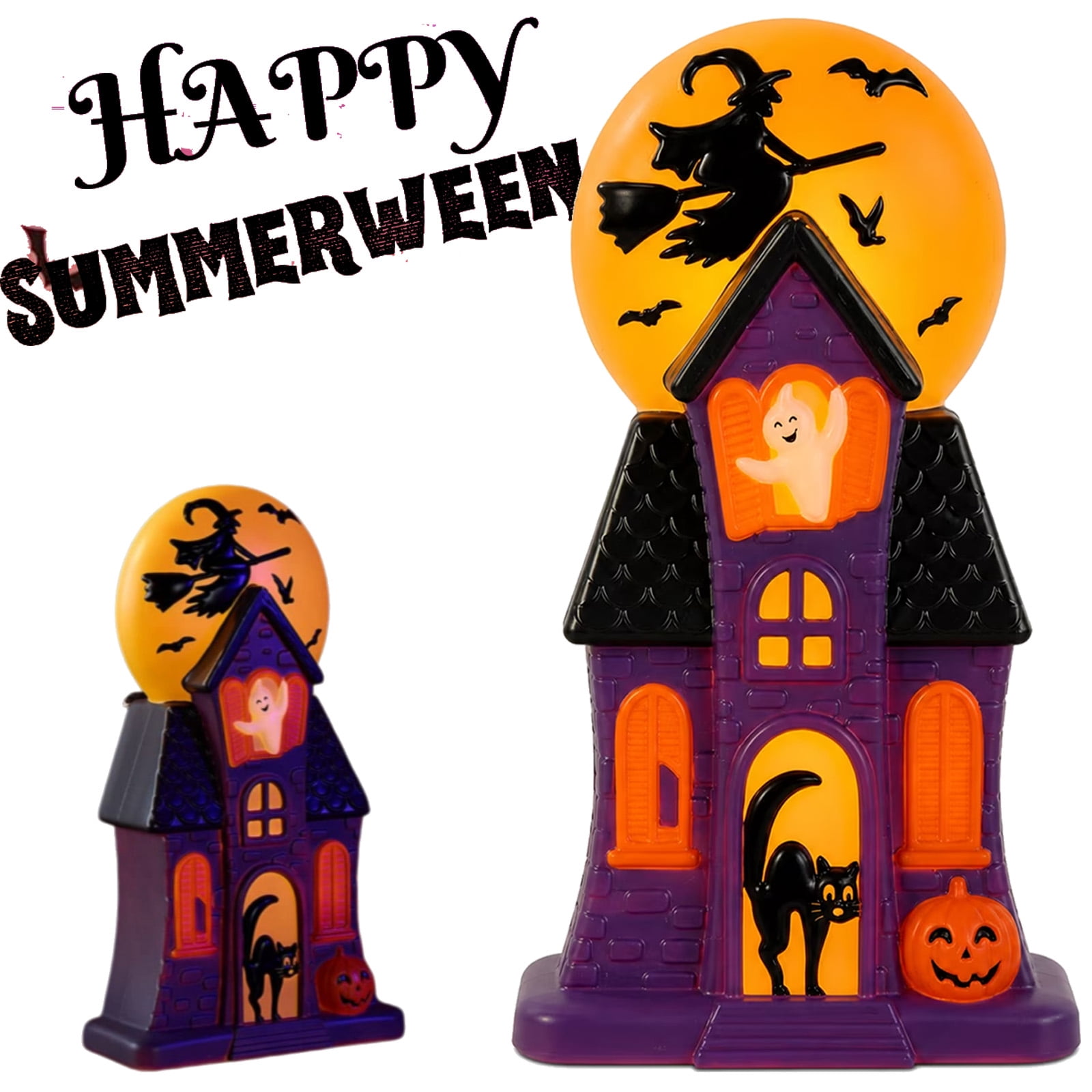 Summerween Haunted House Blow Mold LED Light- Light Up Purple Halloween ...