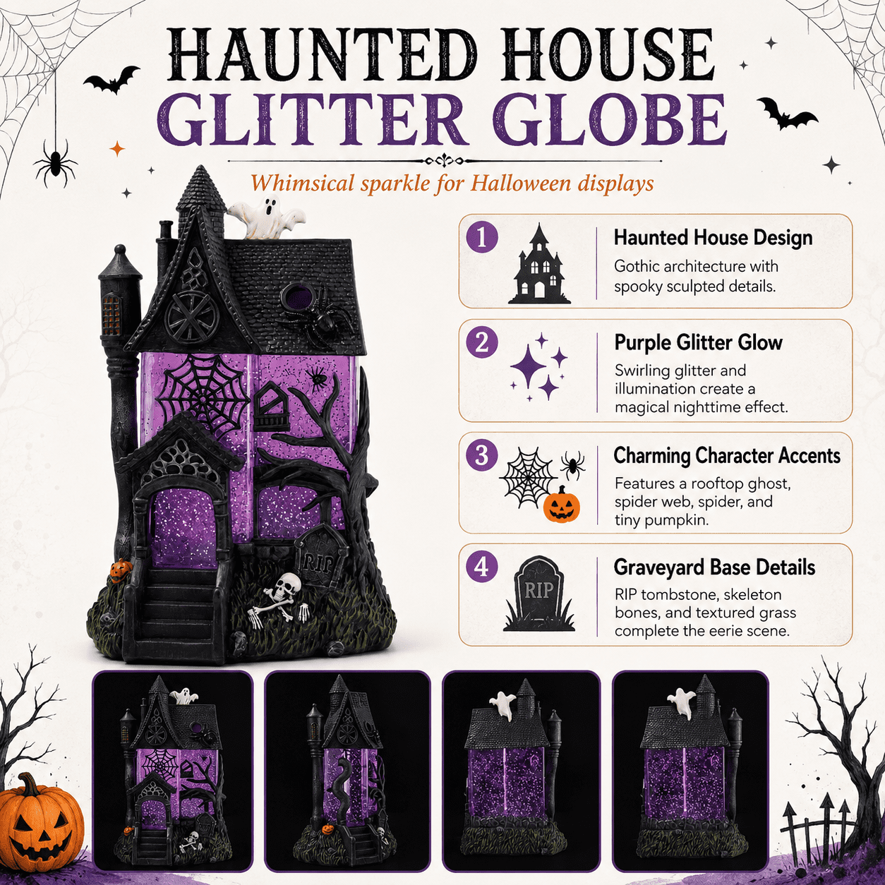 Summerween Haunted House Glitter Globe Adds Sparkle To Home Or Office ...