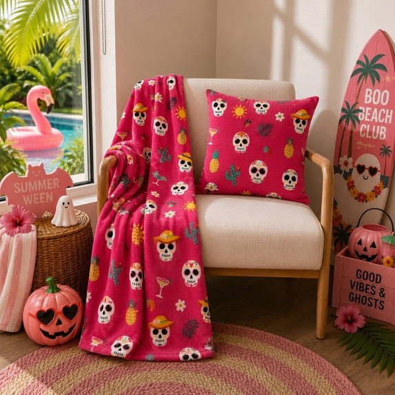 Summerween Oversize Super Soft Plush Throw Blankets, Summer Patio Pool ...