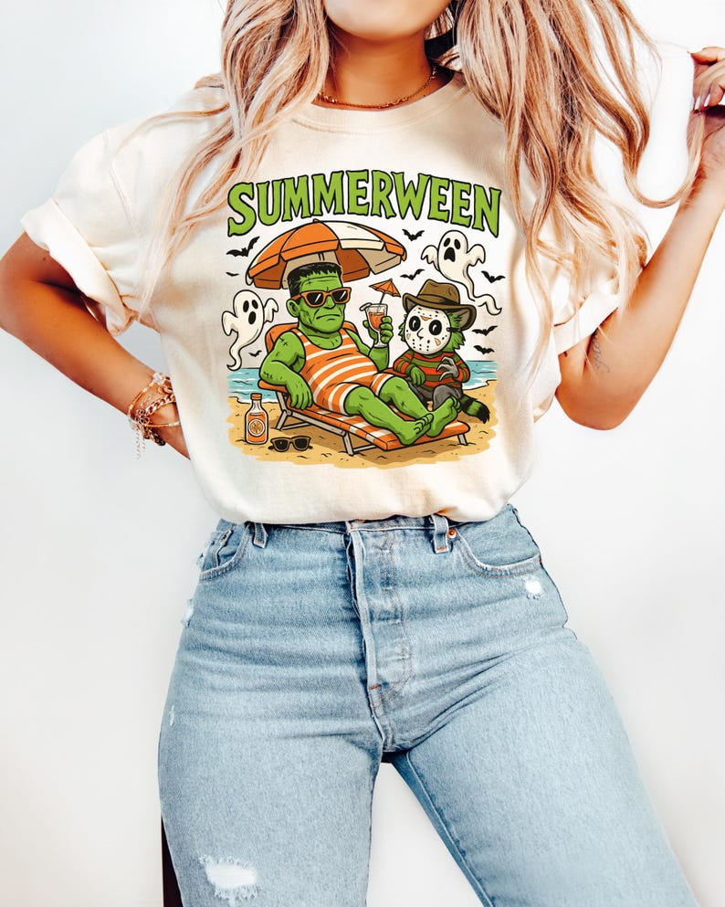 Summerween Shirt, Funny Summerween Tshirt, Summerween Horror Characters Shirt, Spooky Summer Tee ...