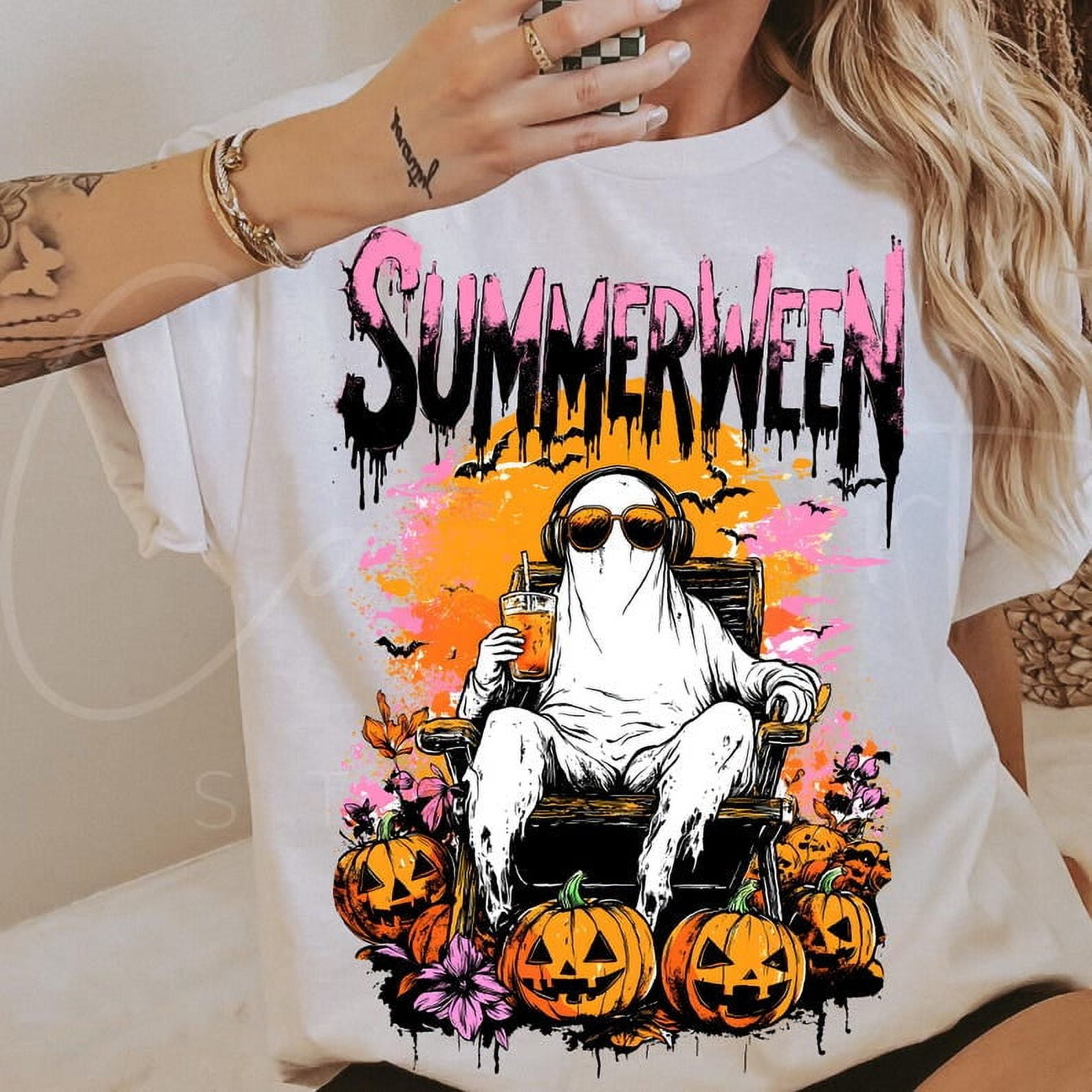 Summerween Shirt, Spooky Beach Ghost Shirt, Halloween In Summer Graphic ...