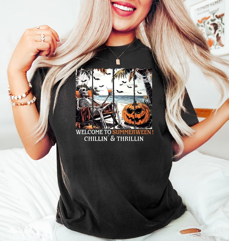 Summerween Skeleton Shirt, Summer-ween Tshirt, Spooky Summer Tee, Summer Halloween Shirt ...