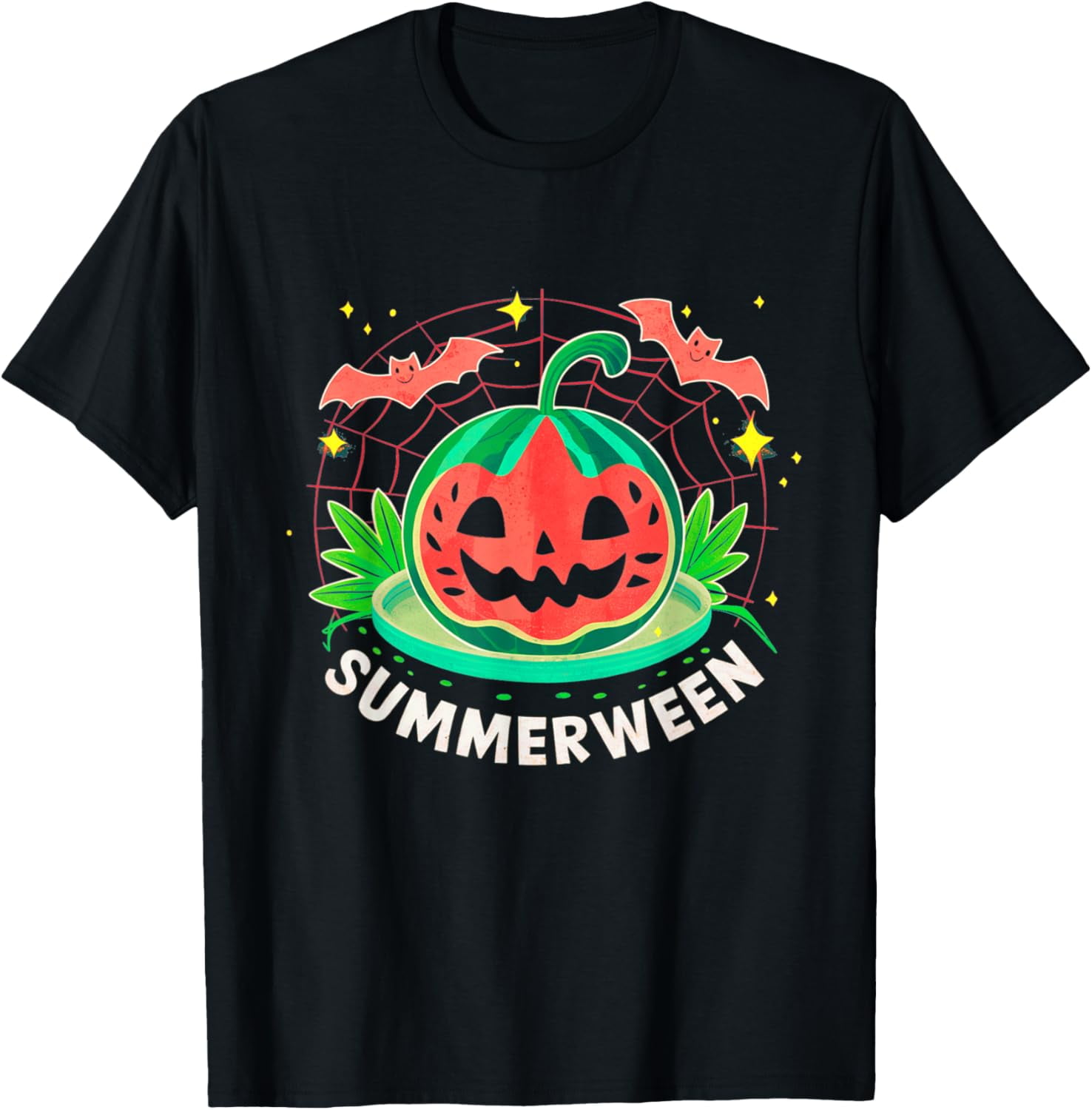 Summerween Summer Halloween Watermelon Pumpkin Vacation T-Shirt ...