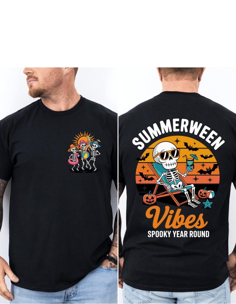 Summerween Vibes Shirt, Front And Back Shirt, Spooky Summer T-Shirt ...