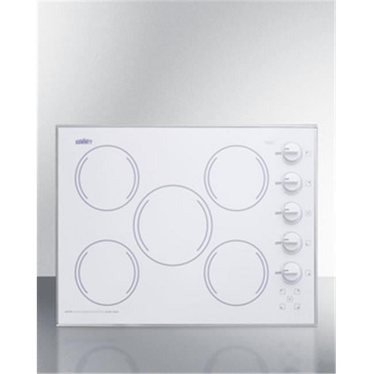Summit 27 in. Wide 5 Burner Electric Cooktop, Smooth White Ceramic ...