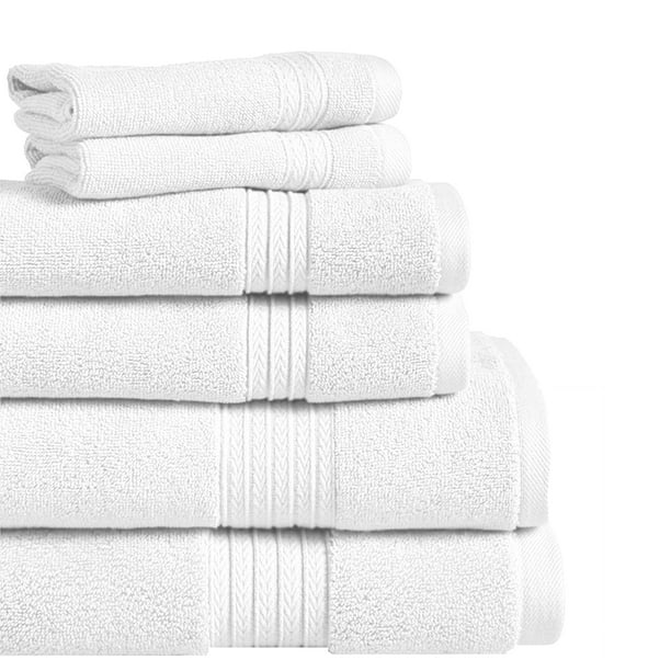 Summit 6-Piece 100% Cotton Bath Towel Set, White - Walmart.com