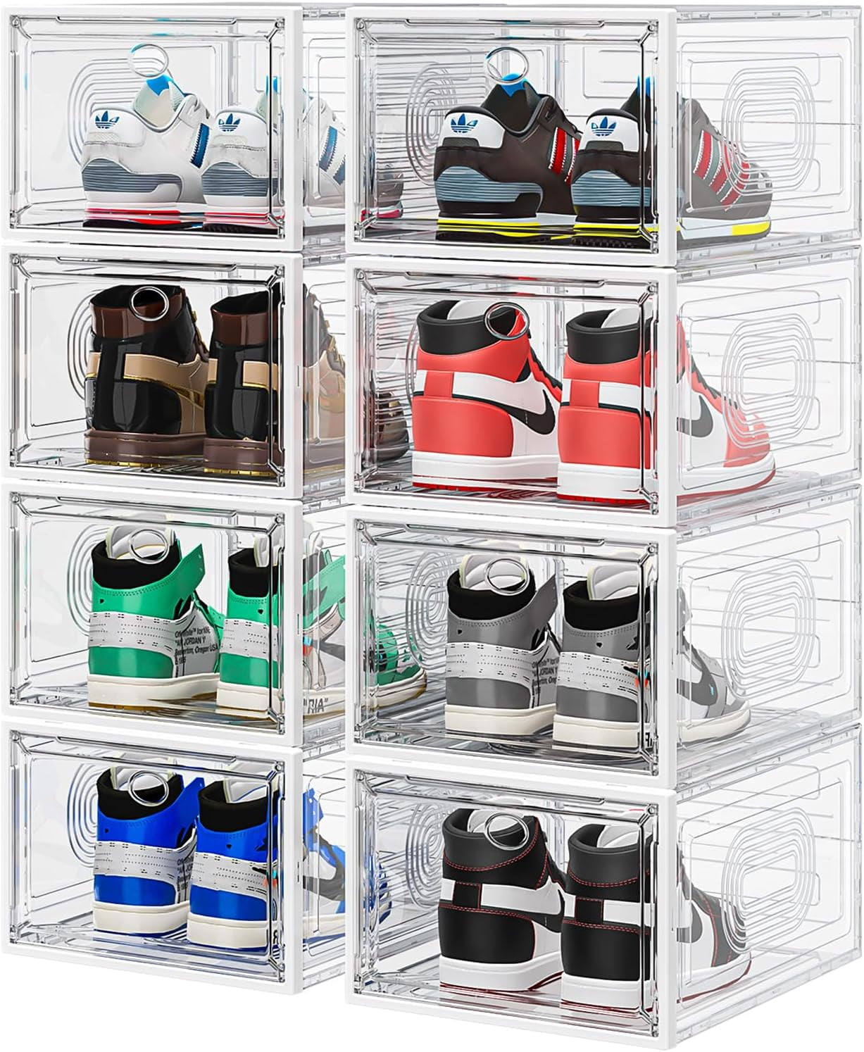 Summit 8 Pack Thicken & Clear Shoe Boxes Organizer with Magnetic Door ...