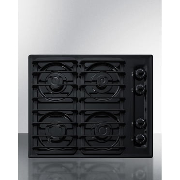 24" wide open burner gas cooktop in black with battery start ignition ...