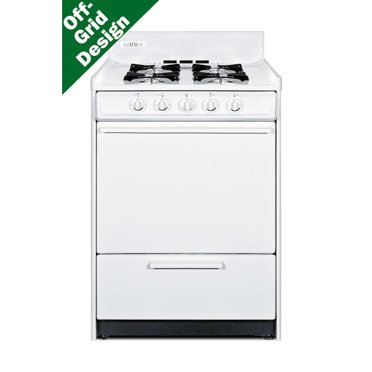 30" wide gas range in white with open burners and spark ignition ...