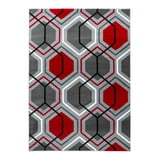 Summit Collection - Geometric Honeycomb Red Grey Red Area Rug - Walmart.com