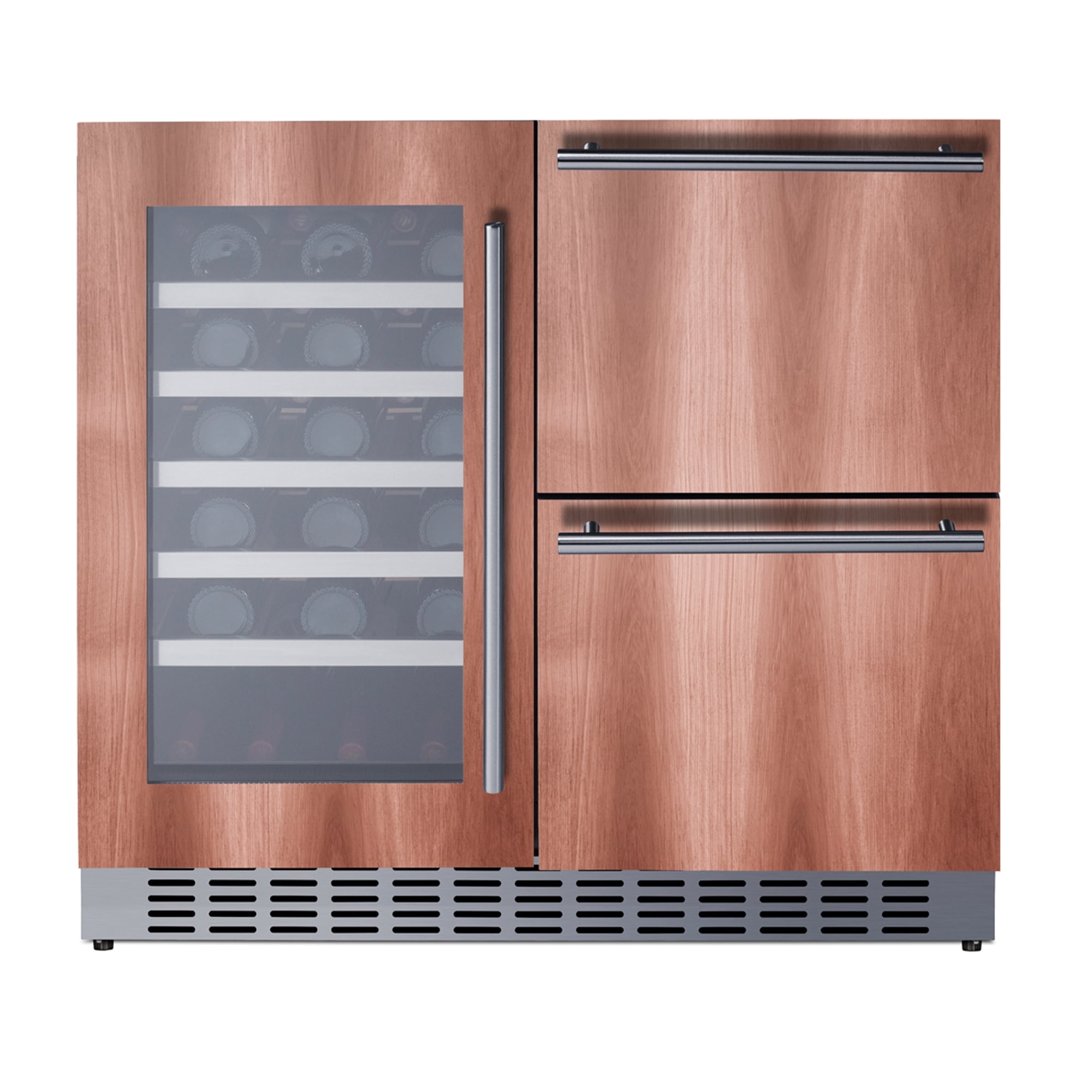 Summit Combination 34 Bottle Wine Cellar & 2-Drawer Refrigerator, Panel ...