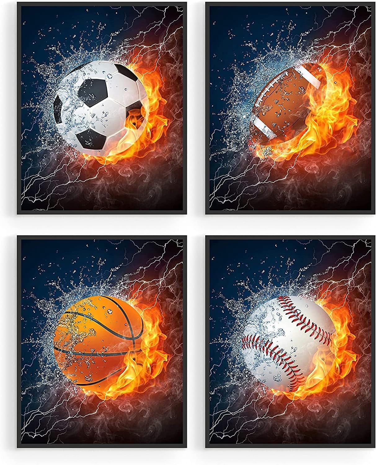 Summit Designs Sports Ball Wall Art, Unframed Set of 4 Prints (8x10 ...