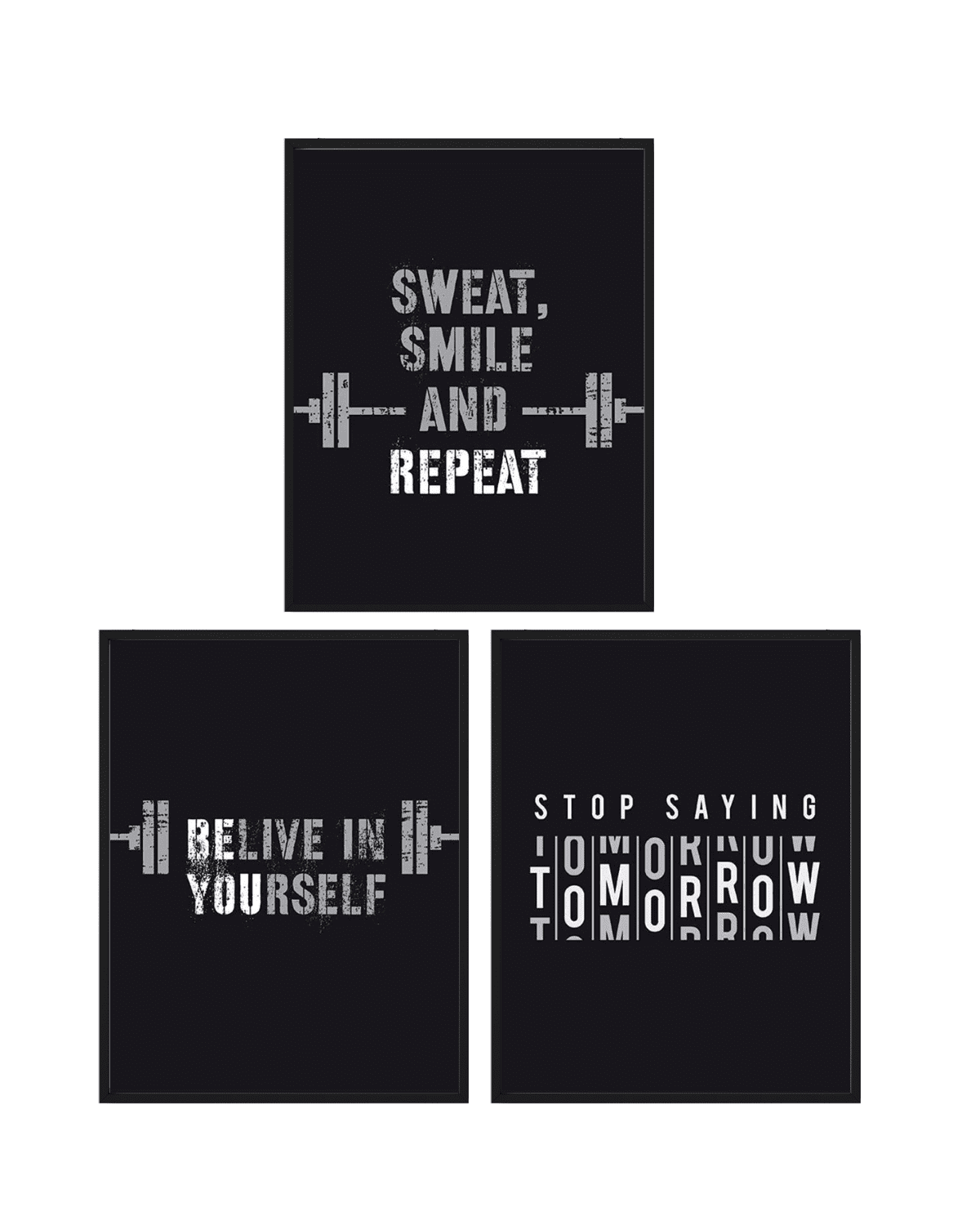 Summit Designs Inspirational Workout Room Wall Art Prints, Motivational ...