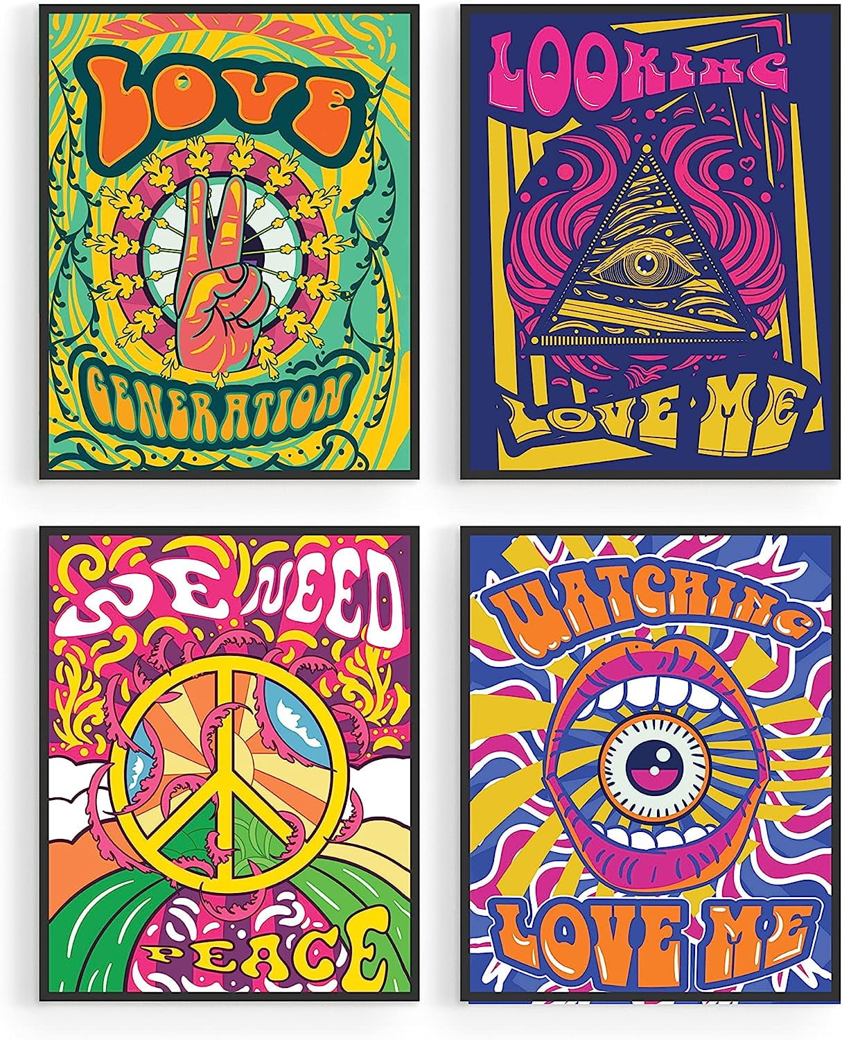 Summit Designs Trippy Psychedelic Hippie Wall Art, Indie Aesthetic Y2K Stoner Teen Poster Decor ...