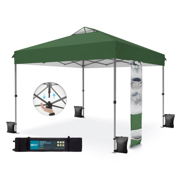 Summit Living 10 x 10 Ft Pop-up Canopy Tent Straight Legs Instant ...