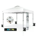 Summit Living 10x10ft White Pop-Up Canopy Tent with Straight Legs ...