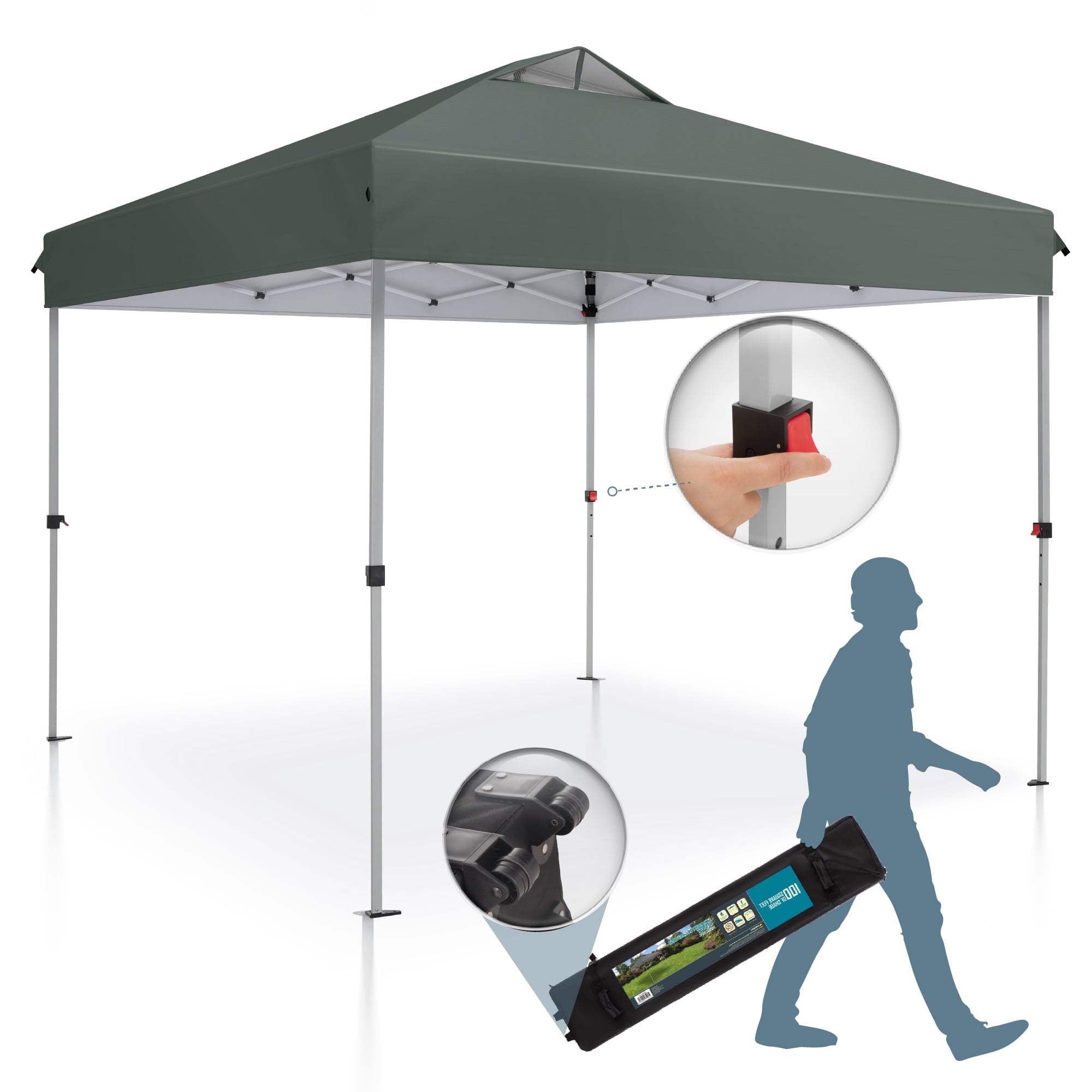 Summit Living 10 x 10ft Pop up Canopy Tent Straight Legs Instant Canopy ...