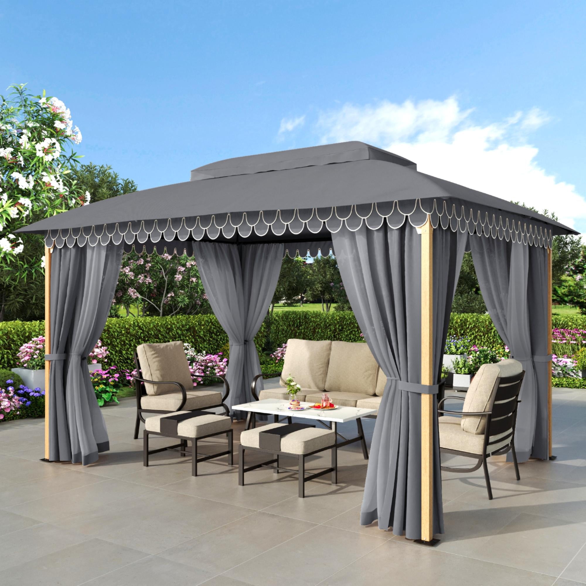 Summit Living 10'x13' Outdoor Patio Gazebo Heavy Duty Gazebos Canopy ...